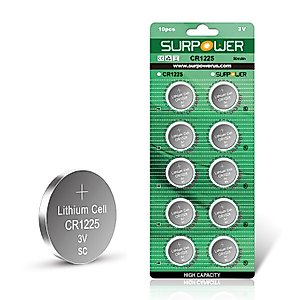 【5-Year Warranty】SURPOWER CR1225 3V Battery for Thermometer CR 1225 -10 Pack