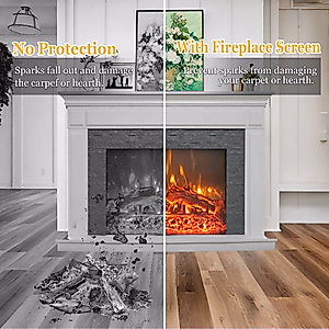 Fireplace Mesh Screen Curtain with Adjustable Rods, 2 Pack Decorative Spark Guard Chain, Easy-to-Install Hanging Replacement Screens for Wood Burning Fireplaces (22" H x 27.5" W)