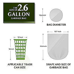 2.6 Gallon Trash Bags, 100 Counts Strong Durable Small Garbage Bags Ultra Thick Recycling Eco-Friendly Trash Can Liner Waste Bin Bags for Bathroom Kitchen Bedroom Office Car Pet (White)