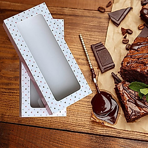 MAKOLO 20 Pack Bakery Boxes with Window Small 9.5x4.3x1.4 inch for Sugar Cookie, Chocolate Covered Strawberry, Cake, Candy, Tart, Pie (Two-Tone Pink)