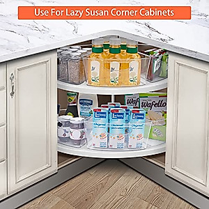 Lazy Susan Organizer 10.2"x 9.4"x4" for 26" Diameter Corner Lazy Susan Cabinet, Set of 8 Plastic Clear Lazy Susan Bins, 1/8 Wedge 4" Deep Kitchen Corner Storage Bin
