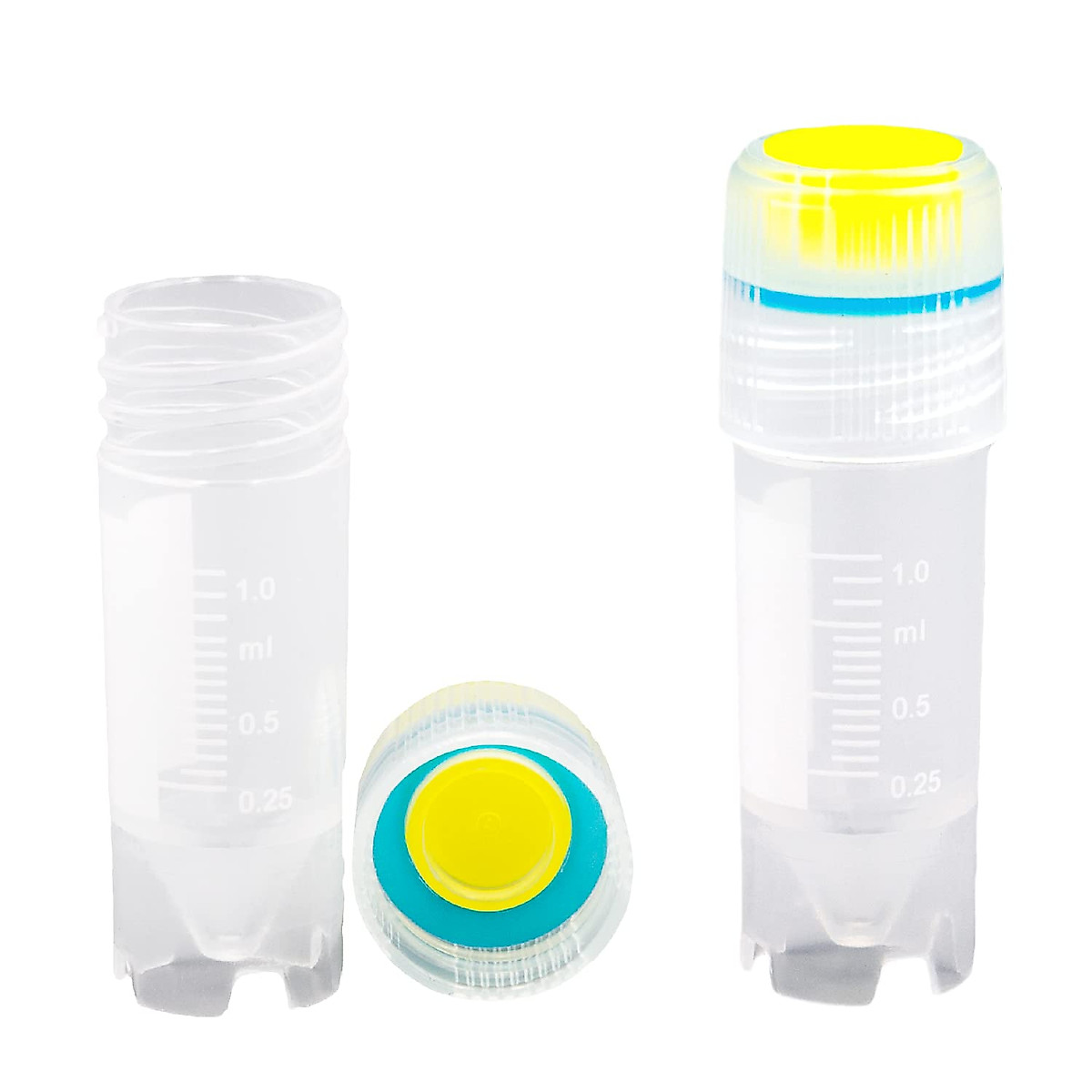 Kashi Scientific Screw Cap 1mL Cryovials with External Thread Cap - Self Standing Cryogenic Vial, Washer Silicone O-Ring, Cryogenic Tubes with Leak Resistance, Pack of 100 Cryo Tubes