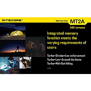 Nitecore MT2A 345 Lumens LED Flashlight w/Bonus Premium Holster - Use 2X AA Batteries