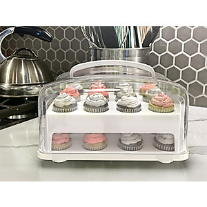 Top Shelf Elements for Mini Small Size Cupcakes. NOT for Standard Size Cupcakes. Fashionable Green Mini Cupcake Carrier Holds 24 Mini-Size Cupcakes, Mini Cupcake Traveler, Reusable Cupcake Box