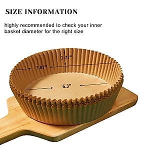 120PCS Air Fryer Disposable Paper Liner,Round Baking Paper for Air Fryer Oil-proof, Water-proof, Food Grade Parchment for Baking Roasting Microwave (Wood Pulp Color, 6.3 inch)