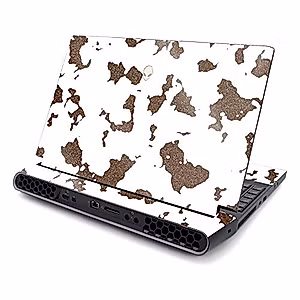 MightySkins Glossy Glitter Skin Compatible with Alienware Area-51M 17" (2019) - Brown Cow | Protective, Durable High-Gloss Glitter Finish | Easy to Apply, Remove, and Change Styles | Made in The USA