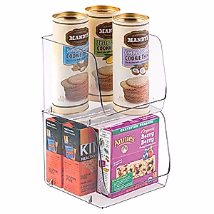 iDesign Linus Stacking Organizer Bins for Kitchen, Pantry, Office, Bathroom - Set of 2, Extra Large-Clear