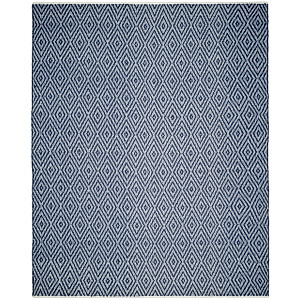 SAFAVIEH Montauk Collection Area Rug - 8' x 10', Navy & Ivory, Handmade Trellis Cotton, Ideal for High Traffic Areas in Living Room, Bedroom (MTK811C)