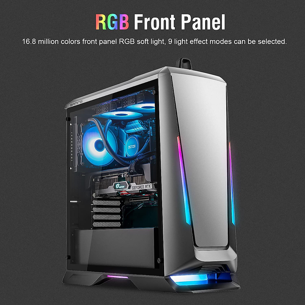 Segotep M600 Mid-Tower ATX Gaming PC Case w/Fantasy ARGB Skylight & ARGB Front Panel, Separate Magnetic Power Switch, USB 3.0 Tempered Glass Phantom Black Computer Case