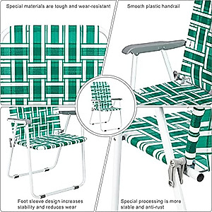 EEBUIHUI Set of 2 Folding Patio Lawn Chairs, Webbed Folding Chair Outdoor Beach Chair High Back Seat Portable Camping Chair for Yard, Garden (Light Green)