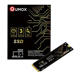 QUMOX 1TB PCIe NVMe M.2 Internal Solid State Drive SSD - Ultra-Fast Read Speed 2000MB/s, Write Speed 1600MB/s