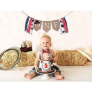 Cowboy 1st Birthday High Chair Banner - 1st Birthday Western Theme , Western Party Decorations , Smash Cake Photo Prop , Photo Decoration Props