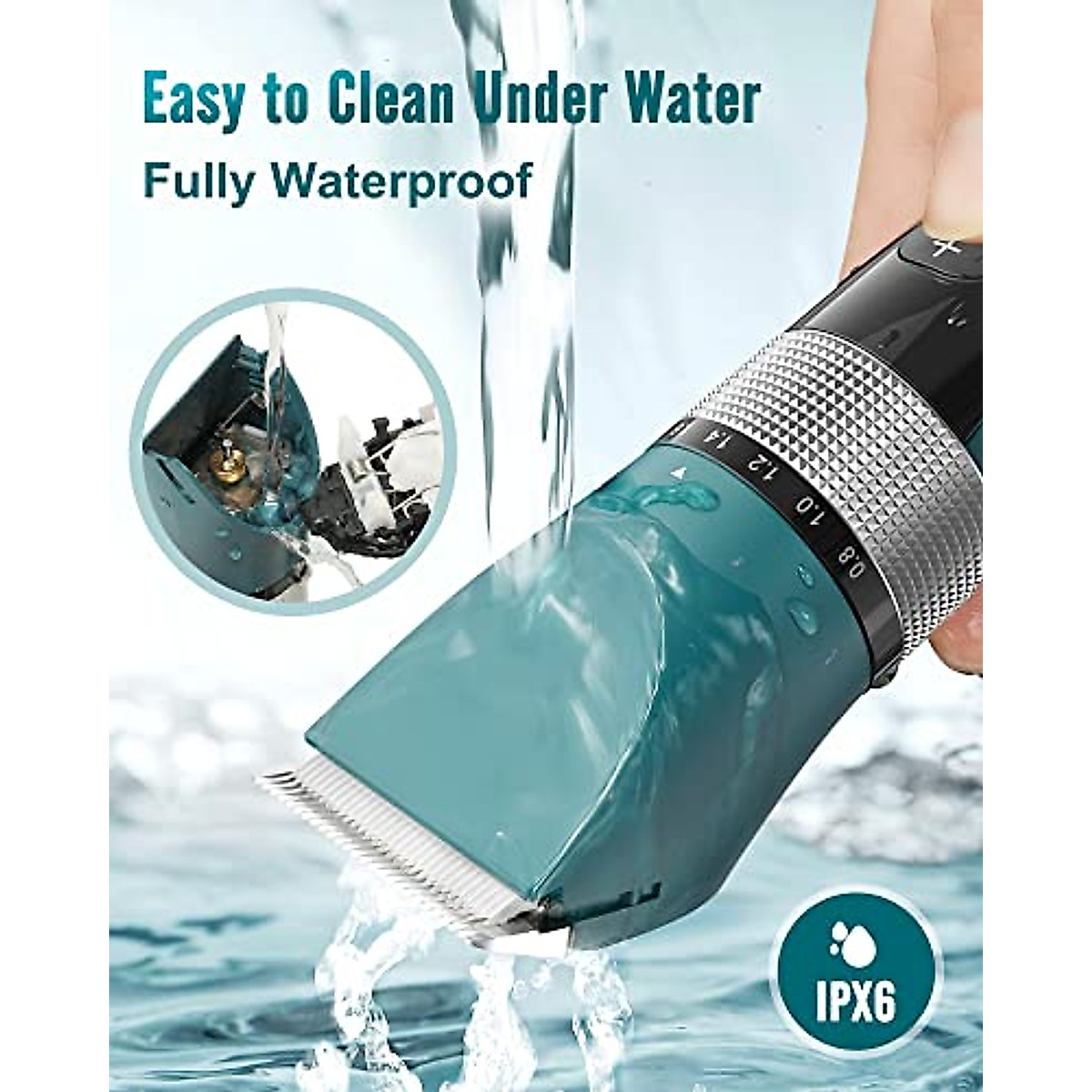 oneisall Grooming Clippers Kit for Matted Long Hair, 5-Speed Cordless Low Noise Pet Hair Clipper Trimmer Shaver for Dogs Cats Animals (Green)