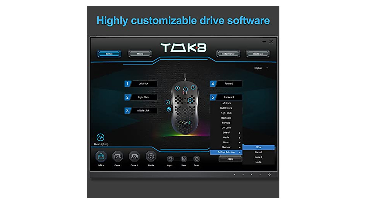 TMKB Falcon M1SE Ultralight Gaming Mouse – 12800DPI & RGB