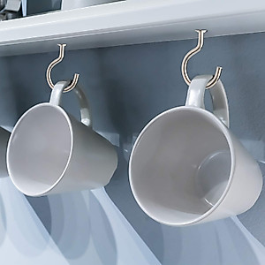 KUUQA 75 Pcs Multi-Size Nickel Plated Metal Ceiling Hooks Screw Cup Hook Holder (Silver)