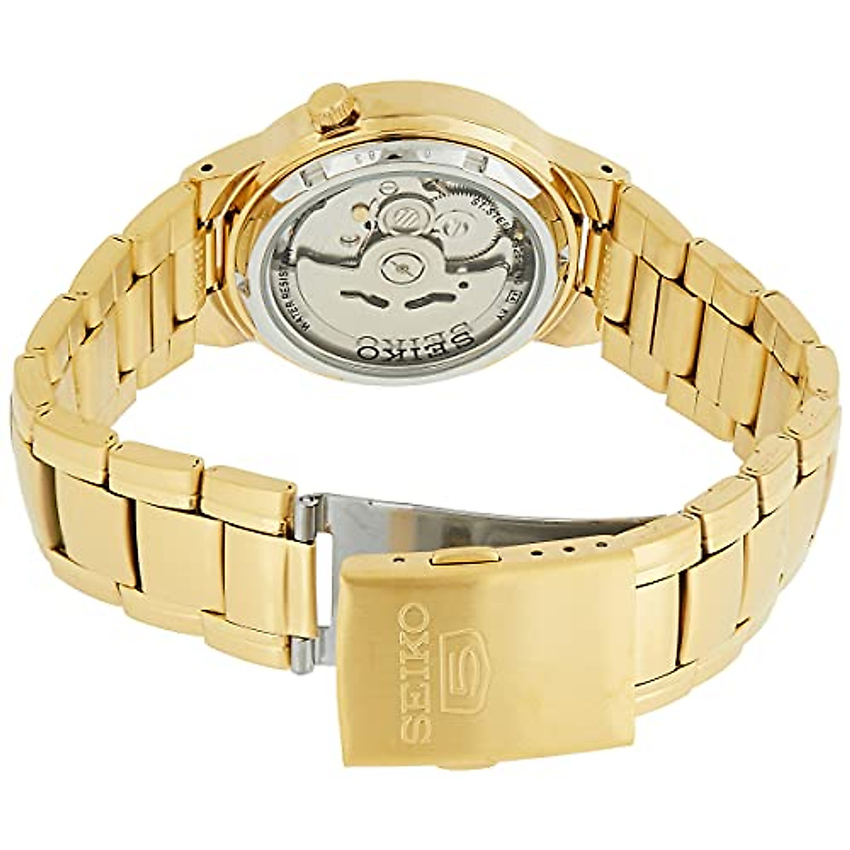 Seiko Men's SNKA10 5 Automatic Gold Dial Gold-Tone Stainless Steel Watch