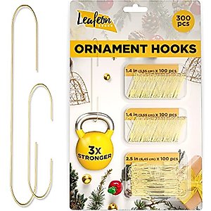 300 Pack Ornament Hooks for Christmas – Essential Christmas Ornament Hangers – Perfect Xmas Ornament Hangers for Christmas Tree Decoration (Gold)