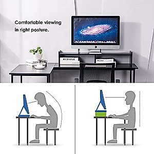 ivinta Modern L-Shaped Computer Office Desk, Gaming Corner Desk with Monitor Stand, Home Office Study Writing Table Workstation for Small Spaces