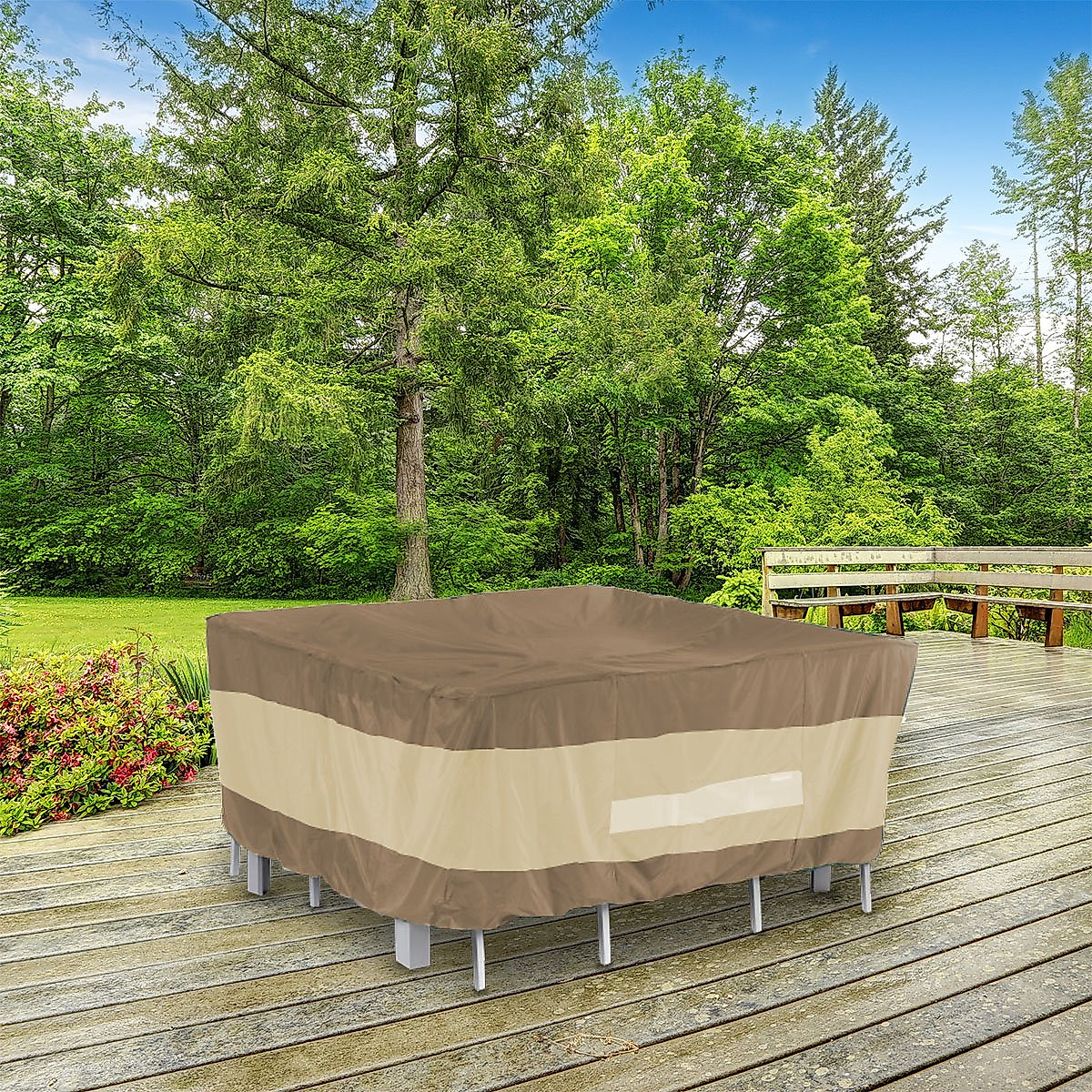 AnyWeather Square Patio Table with Chairs Outdoor Cover, Durable and Waterproof