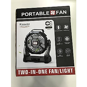 Portable Camping Fan with LED Lantern - Cordless Rechargeable Battery Powered Fan, 270°Pivot Personal USB Desk Fan, 4 Speed Quiet Table Fan, 32Hrs Battery Operated Tent Fan for Travel, Picnic (Orange)
