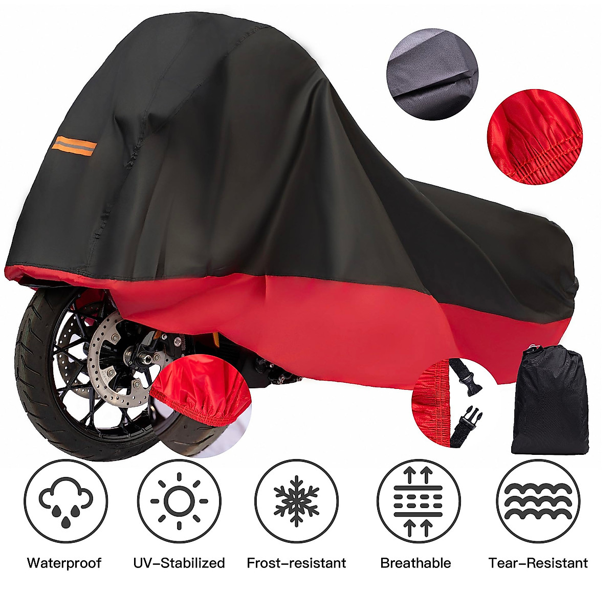 Wrypun Motorcycle Cover for Honda Goldwing 1100 1200 1500 1800 XXXL Outdoor Black+Red