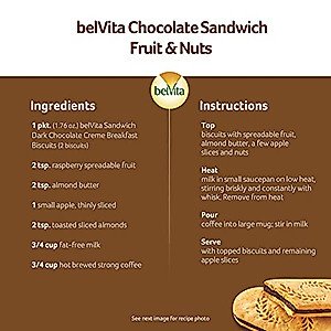 belVita Breakfast Sandwich Dark Chocolate Creme Breakfast Biscuits, Value Pack, 12 Packs (2 Sandwiches Per Pack)