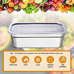 Suttmin 8 Pcs Stainless Steel Food Storage Containers with Lids 1/3 Size Hotel Pans Chicken Food Grade Pans Metal Meal Food Containers for Restaurant Stackable Kitchen Freezer Buffet(4 Inch Deep)