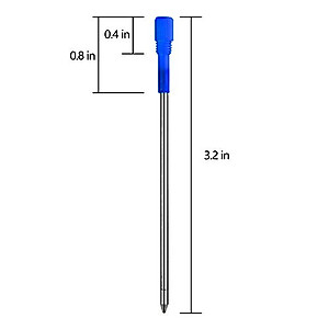 DunBong Black and Blue Ink Pen Refills Replacement Metal Ballpoint Refill 3.2 in for Big Diamond or Crystal Pen and Stylus Pens Pack of 5 (Blue)