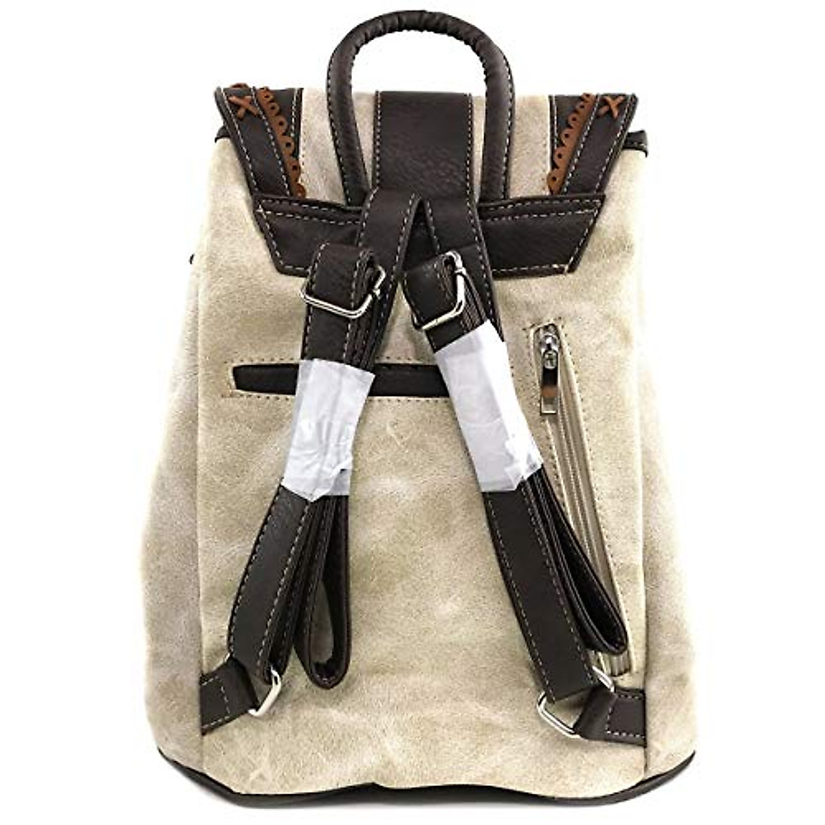 Zelris Western Country Floral Buckle Rucksack Backpack with Matching Wallet Set (Beige)