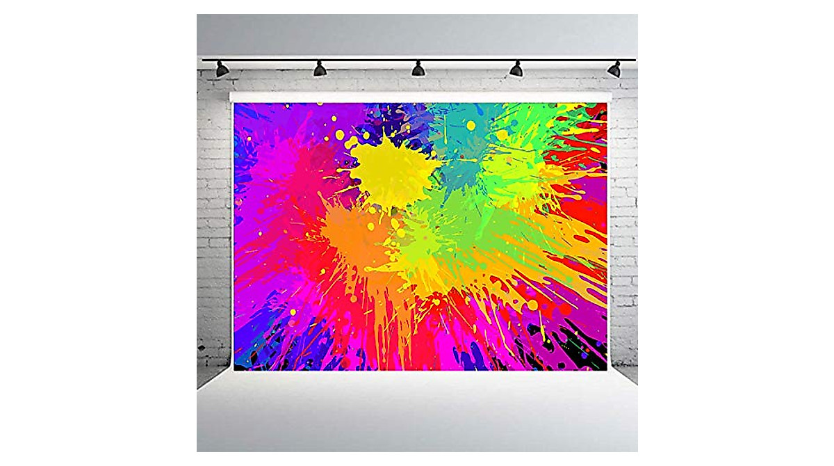 Colorful Paint Splash Backdrop - Vibrant 7x5ft Vinyl for Photoshoots