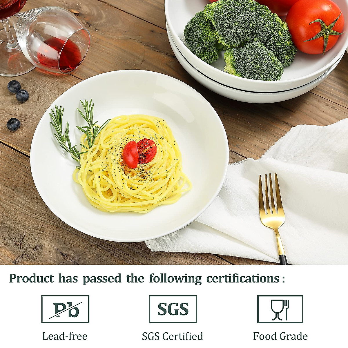 Yedio Pasta Bowls and Porcelain Bowls Set Bundle