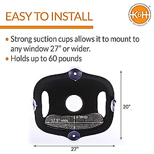 K&H Pet Products EZ Mount Window Bubble Pod Kitty Sill Window Sill Cat Bed Cat Perch, Cat Hammock with Lookout Bubble Window Tan 27 X 20 Inches
