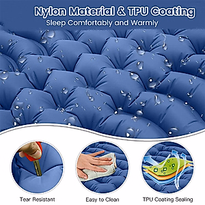 MasterTool Ultralight Double Sleeping Pad for Camping, Portable Waterproof Camping Pad, Inflatable Comfort Camping Mattress 2 Person, Ripstop Sleeping mat for Backpacking (Blue)