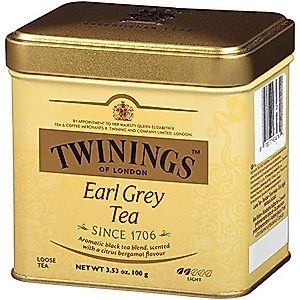 Twinings Earl Grey Loose Black Tea Tin, Flavored with Citrus and Bergamot, Caffeinated, 3.53 Ounce Tin (Pack of 3)