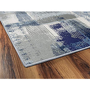 Brumlow MILLS Zora Abstract Machine Washable Indoor/Outdoor Area Rug for Home Office, Living Room or Bedroom Carpet, Dining or Kitchen Runner Rug, 5' x 7'6", Blue