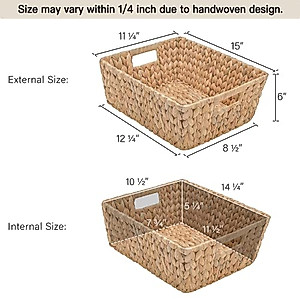 StorageWorks Water Hyacinth Storage Baskets, Large Wicker Baskets with Built-in Handles, 2 Pack
