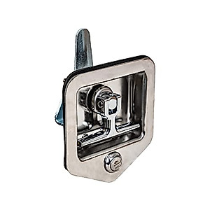 Buyers Products L8855 Locking T-Handle Latch, Polished Stainless Steel Latch w/Gasket, Blind Studs & Two Keys, Flush Mount, for Truck Bed Tool Boxes, Trailer Doors, RVs, Campers, Truck Cap Latch