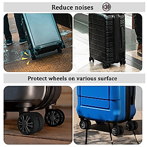 TOYMIS Luggage Wheel Covers, 8pcs Portable Silicone Luggage Spinner Wheel Protectors, Colorful (Black)