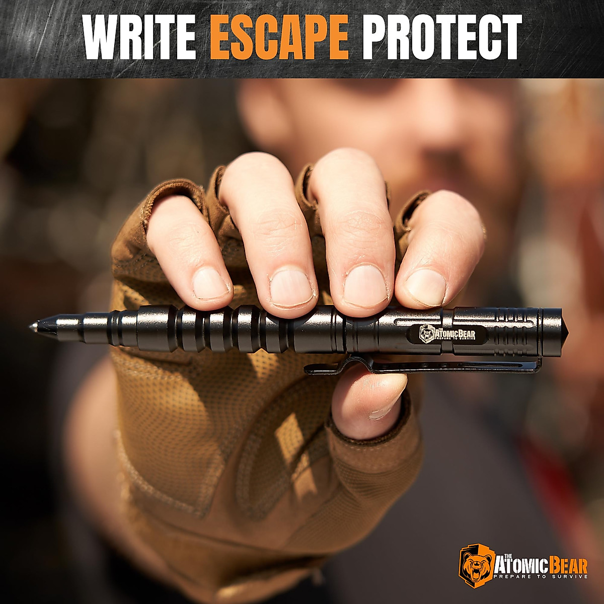 The Atomic Bear Tactical Pen - Pen With Window Breaker - Used in Police and Military Gear - Ballpoint Pens with Free 2nd ink refill