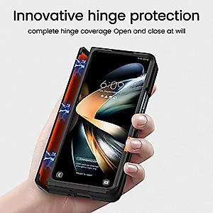 XIIICASE Galaxy Z Fold 4 Case Magnetic Hinge Protection Shockproof Hard PC Soft TPU Protective Cover for Samsung Galaxy Z Fold 4 5G (Red)