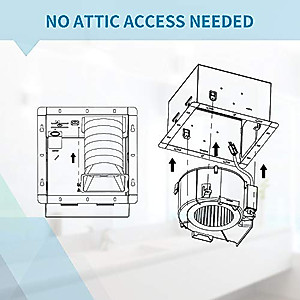 Tech Drive Bathroom fan 110 CFM, 1.2Sone No Attic access Needed Installation,Very Quiet Bath Ventilation and Exhaust Fan, Ceiling Mounted Fan,White Plastic Grille