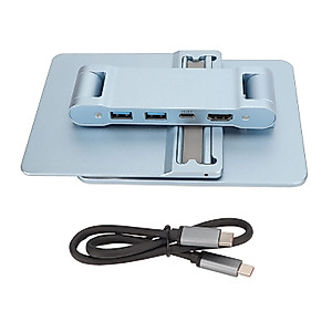 Acogedor 8 in 1 USB C Hub Stand Holder, with Foldable Tablet Stand, 1 4K 30Hz HD Multimedia Interface, 2 USB A, 1 USB C, 1 Storage/Memory Card Slot, 1 3.5mm Audio, 1 PD, 1 Host