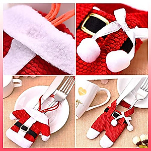 Warmstor 8 Pieces Christmas Santa Claus Silverware Holders Tableware Holder Knife Fork Pouch Bag for Xmas Tree, Restaurant Hotel Party Holiday Festival Celebration Table Decoration