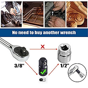 7 Pieces Set Impact Drill Socket Adapter, 1/4"3/8"1/2" Hex Shank Adapter Reducer with Extension Set Impact Driver Conversions, Active Rust Protection By Black-Phosphate Coating Treatment