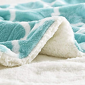 Comfort Spaces Ultra Soft and Cozy Sherpa Reversible Throw Blankets for Couch and Bed, Plush Fleece Cozy Cover with Fuzzy Faux Fur, 50 x 60 in, Aqua Ogee