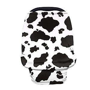 Biyejit Cow Print Infant Carseat Canopy Baby Car Seat Covers Nursing Cover Breastfeeding Scarf Shawl for Stroller High Chair Shopping