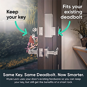 Wyze Lock WiFi & Bluetooth Enabled Smart Door Lock, Wireless & Keyless Door Entry, Compatible with Amazon Alexa, Fits on Most Deadbolts, Includes Wyze Gateway and Wyze Keypad