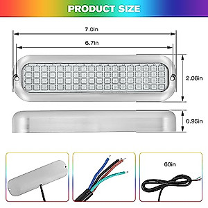 HUSUKU RS10 RGB 6000LM Underwater Marine Light for Boat, 7 Inch, 72LED DC 12V, All-metal body, IP68, Color Change LED Boat Light for Yacht Boat Transom Fishing Dock Pontoon