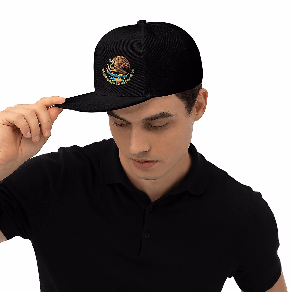 Eagle Michoacan Mexico México Emblem Flat Bill Hip Hop Hats for Men Women Baseball Cap Trucker Hat Unisex Adjustable Sun Hat Snapback Hats