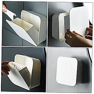 Holibanna 2pcs Box Punch Free Hanging Box Remote Controller Holder Wall Mounted Storage Bins Toothpick Dispenser Holder Wall Mount Plastic Storage Bin Wall Mount Storage Box Makeup Box